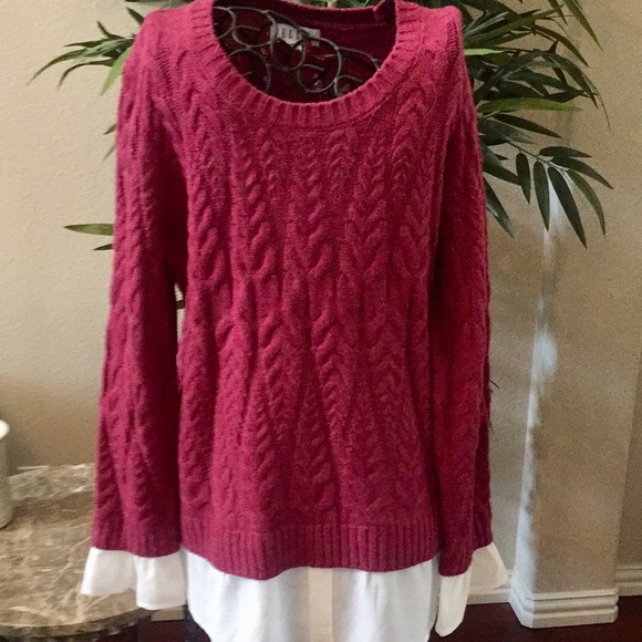 Elle | Sweaters | Gorgeous Berry Layer Look Knit Sweater | Poshmark